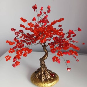 Coral Tree,beaded Tree,red Crystal Tree of Life,lucky Charm Tree of ...