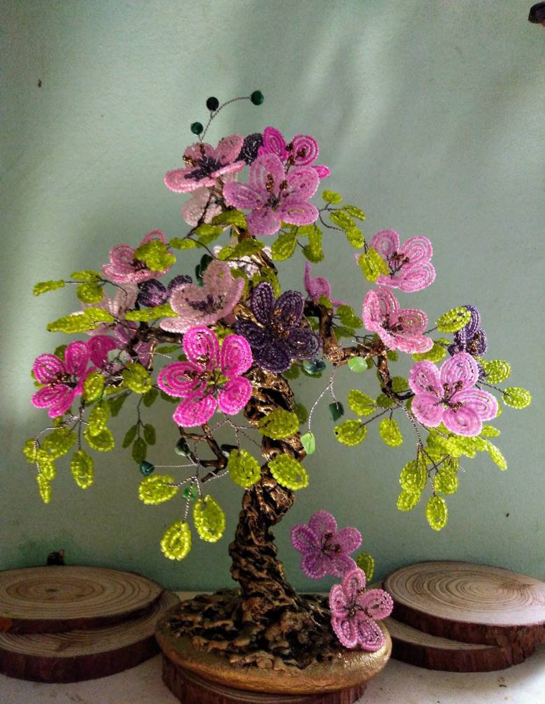 Beaded Tree,gemstone Bonsai,handmade Art Tree Sculpture,feng Shui Tree ...