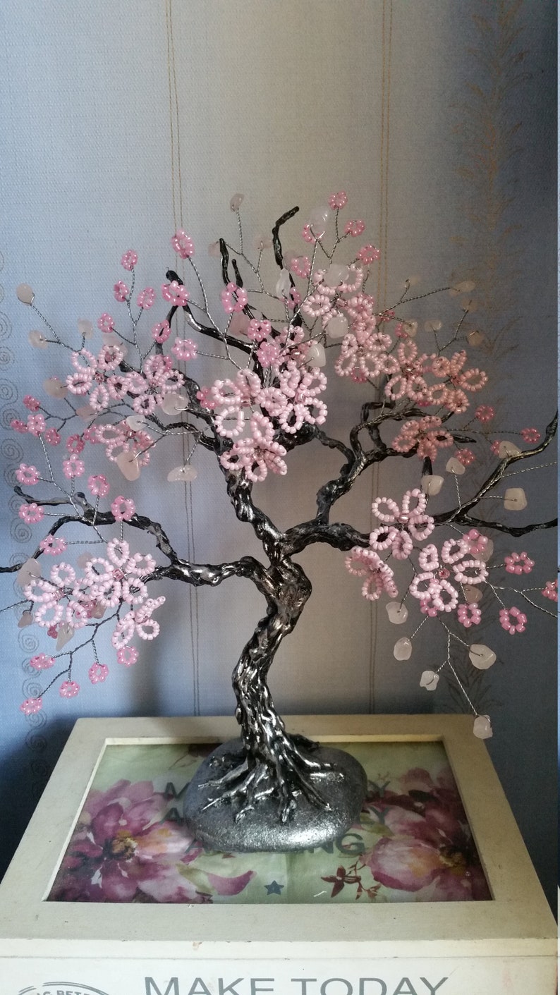Blossoming Rose Quartz Gemstone Tree of Life,feng Shui Tree of Love ...