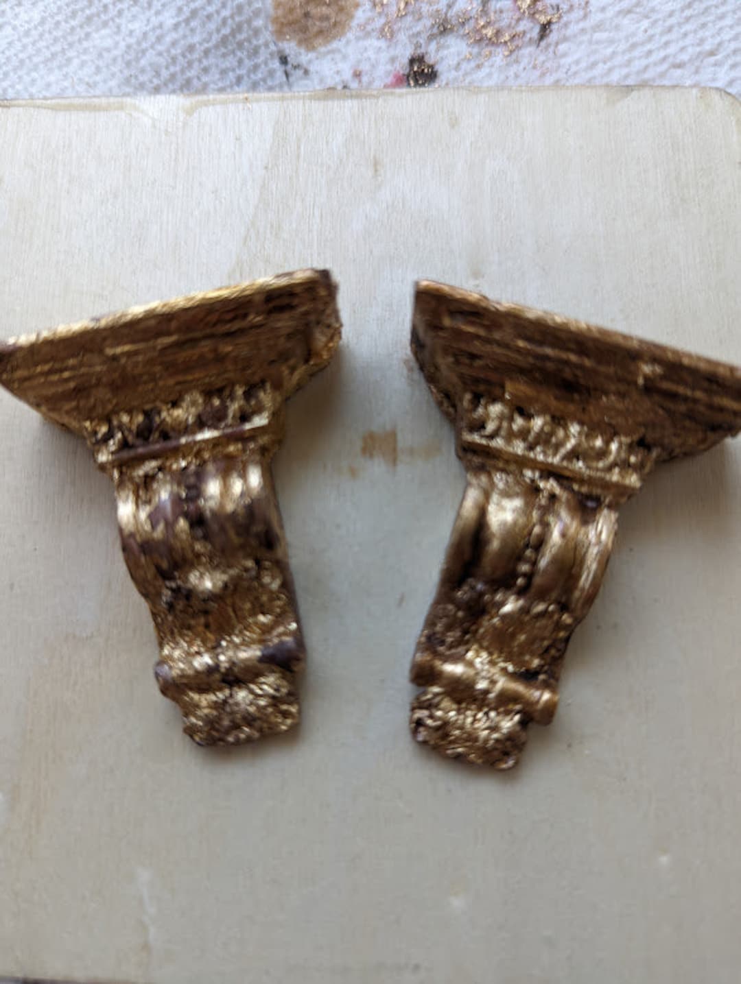 Gold Gilded and Antiqued Miniature Brackets - Miniature - Miniature ...
