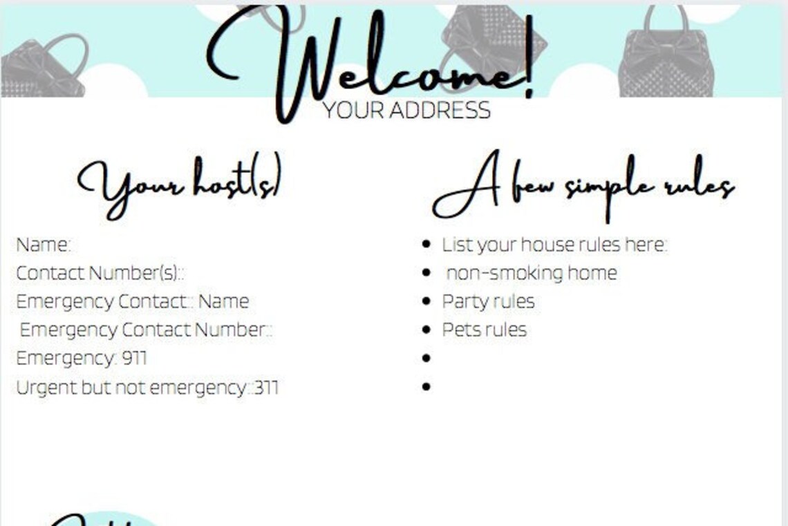 VRBO Template, Guest Book Template, Airbnb Welcome Template, Airbnb ...