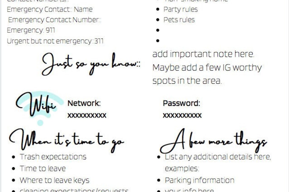 VRBO Template Guest Book Template Airbnb Welcome Template - Etsy