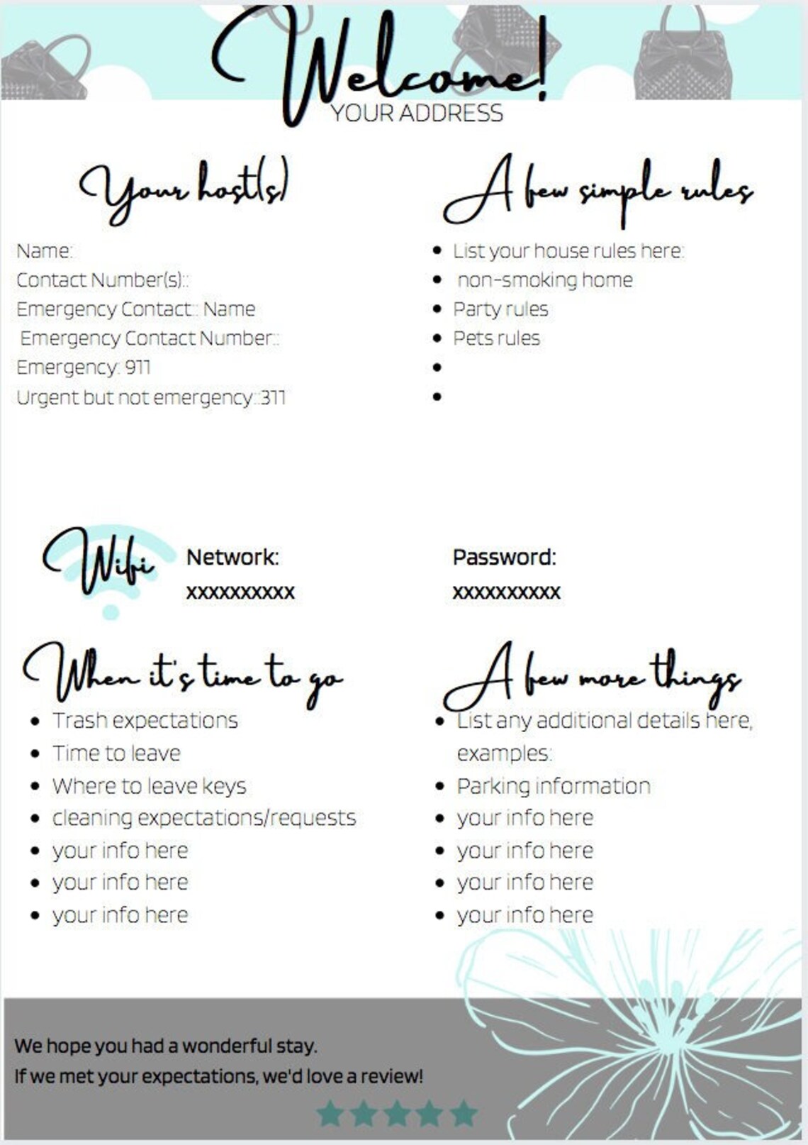 VRBO Template, Guest Book Template, Airbnb Welcome Template, Airbnb ...