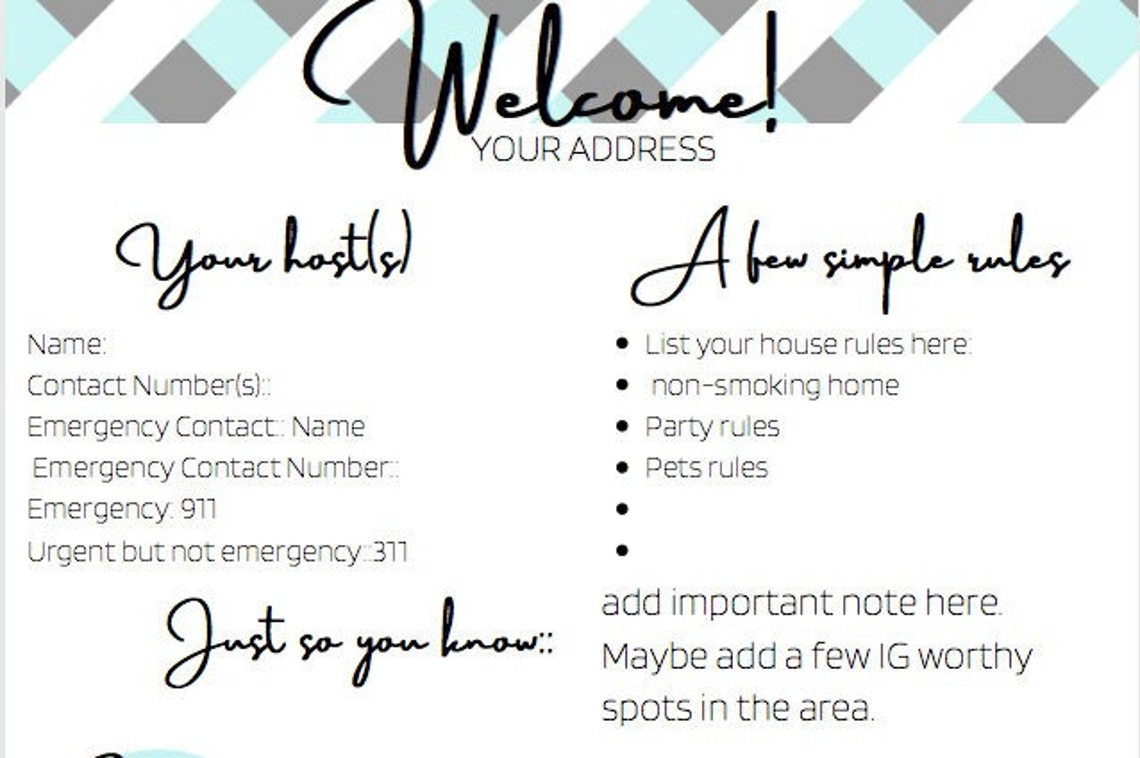VRBO Template Guest Book Template Airbnb Welcome Template - Etsy