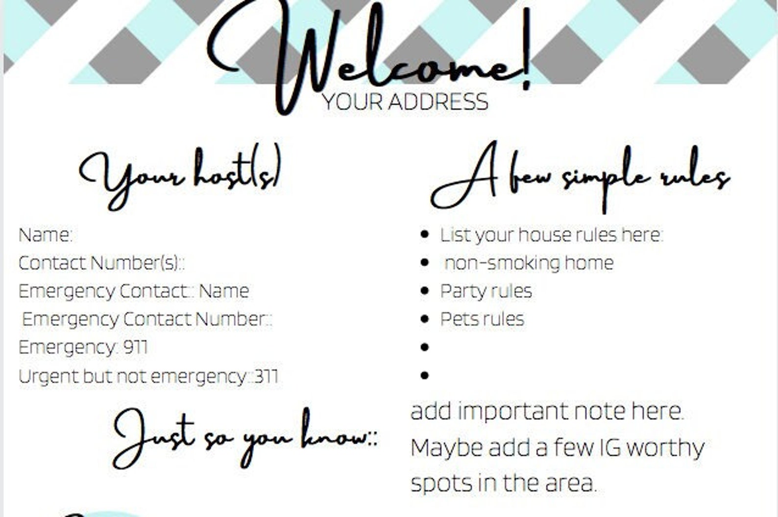 VRBO Template Guest Book Template Airbnb Welcome Template - Etsy