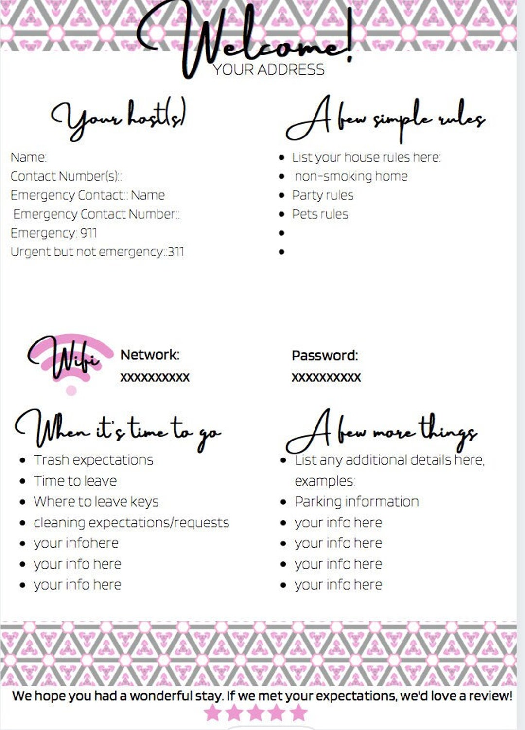 VRBO Template, Guest Book Template, Airbnb Welcome Template, Airbnb ...