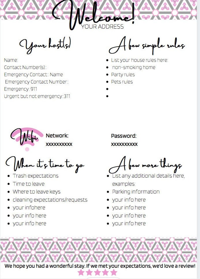 VRBO Template Guest Book Template Airbnb Welcome Template - Etsy