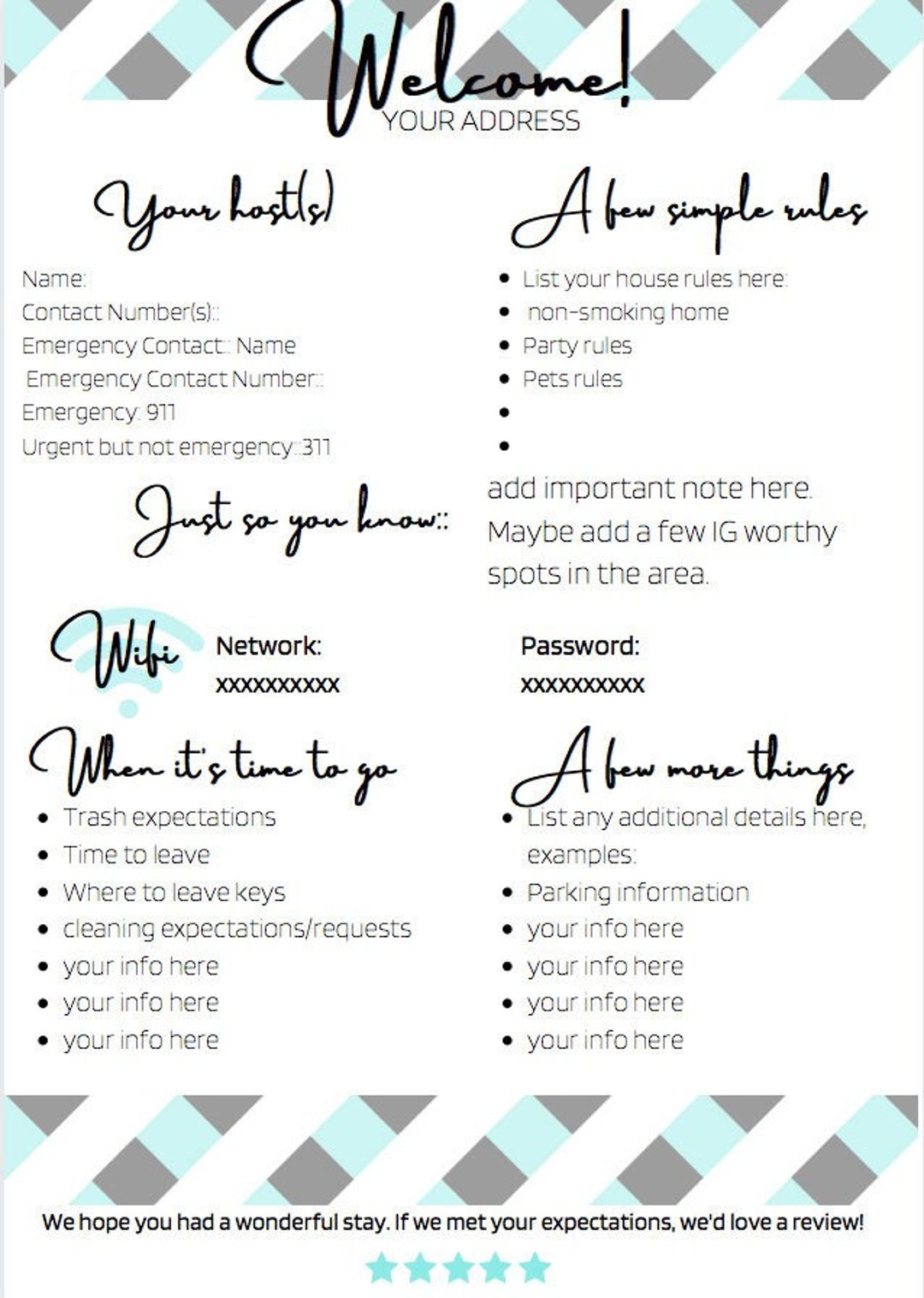 VRBO Template, Guest Book Template, Airbnb Welcome Template, Airbnb ...