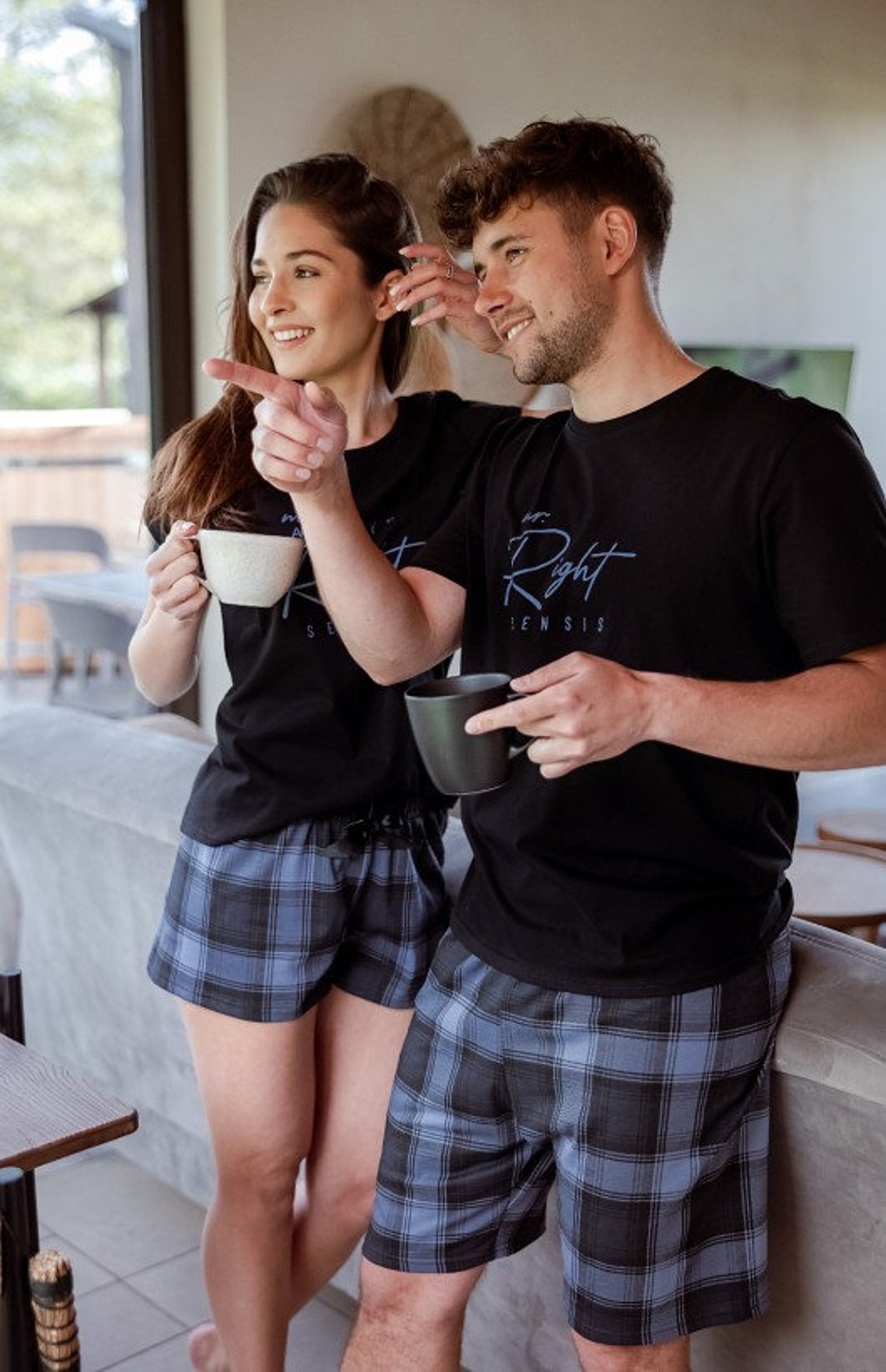 Always Right Checkered Matching Pajamas for Couples - Etsy