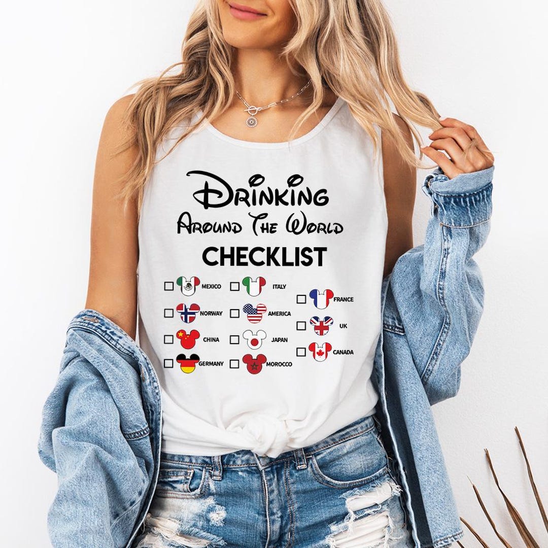 Drinking Around the World Checklist Mickey - Tank Top CC, Epcot ...