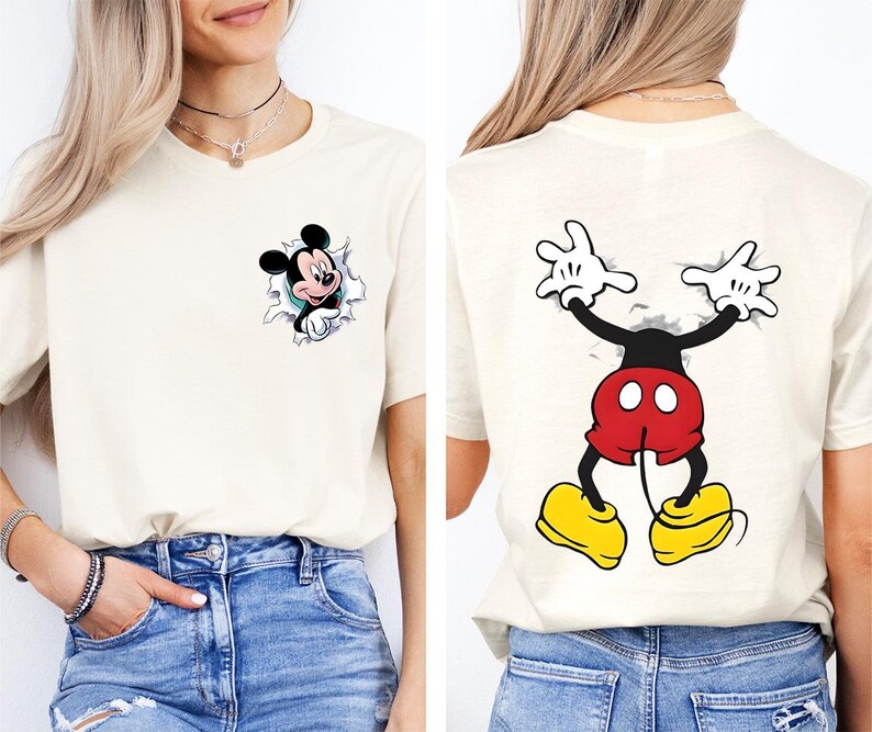 Mickey Popping Through Front / Back - Disneyworld Shirt, Happiest Place ...