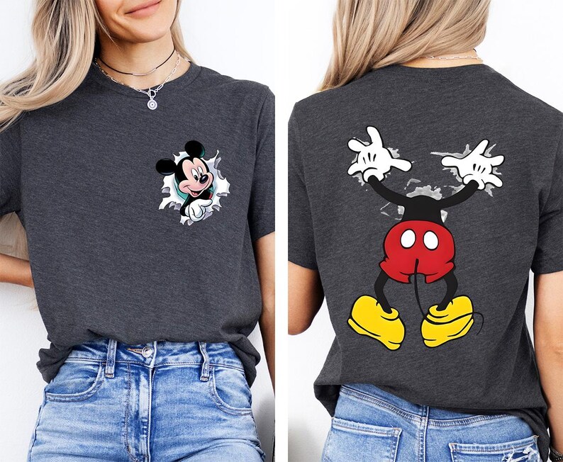 Mickey Popping Through Front / Back - Disneyworld Shirt, Happiest Place ...