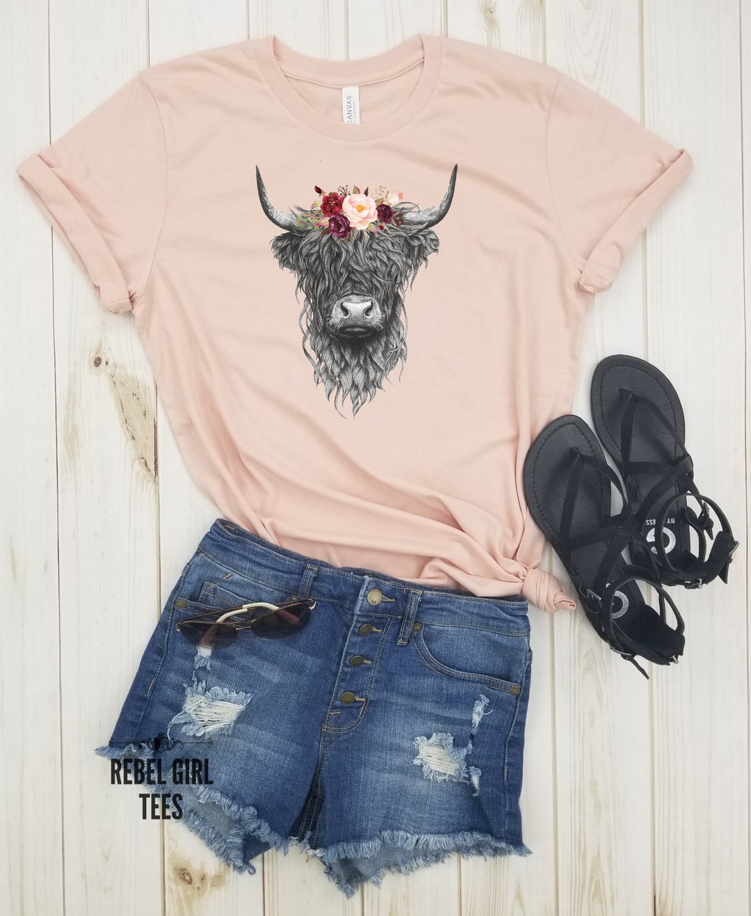 Florale Highland Cow Süßes Kuh Shirt Shaggy Cow Kuh Shirt - Etsy Österreich