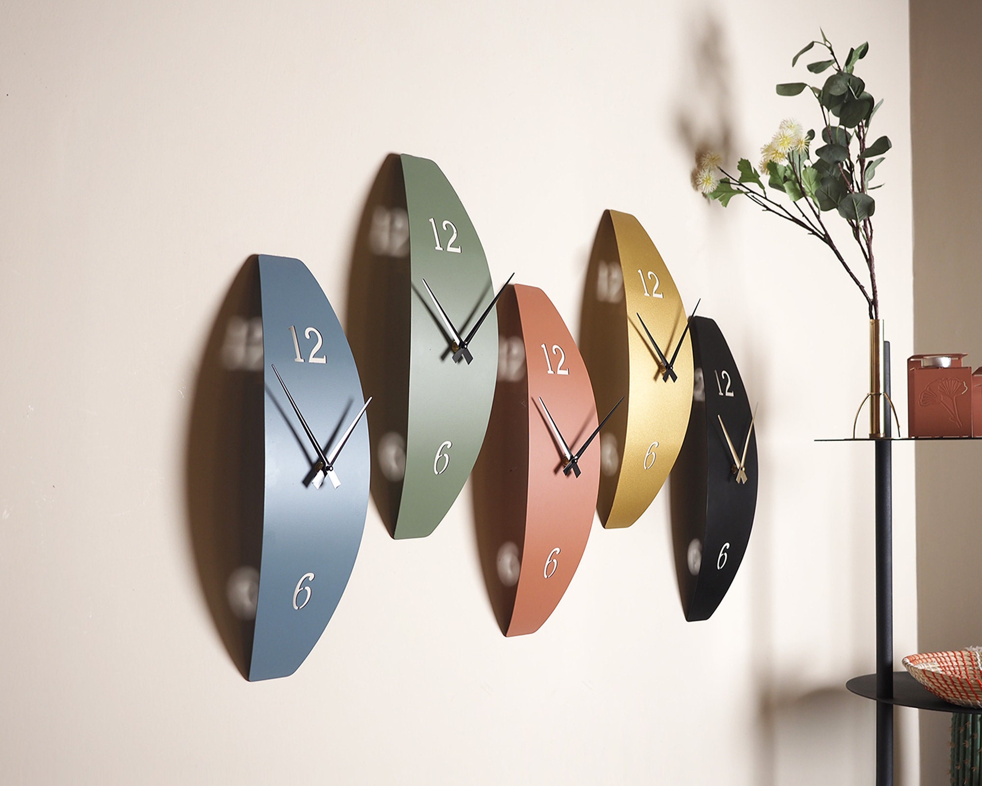 3D Modern Metal Wall Clock, Unique Vertical Silent Wall Clock, Living ...