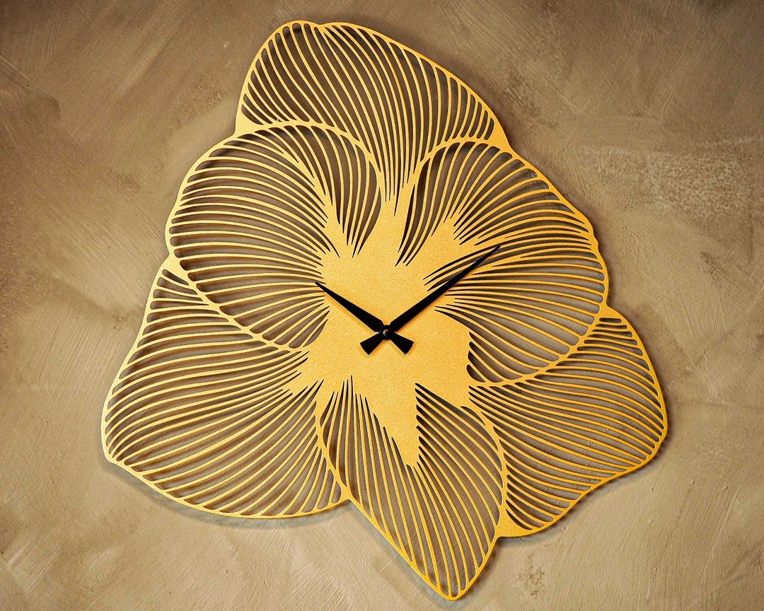Azalea Flower Wall Clock, Large Metal Wall Clock, Silent Unique Wall ...