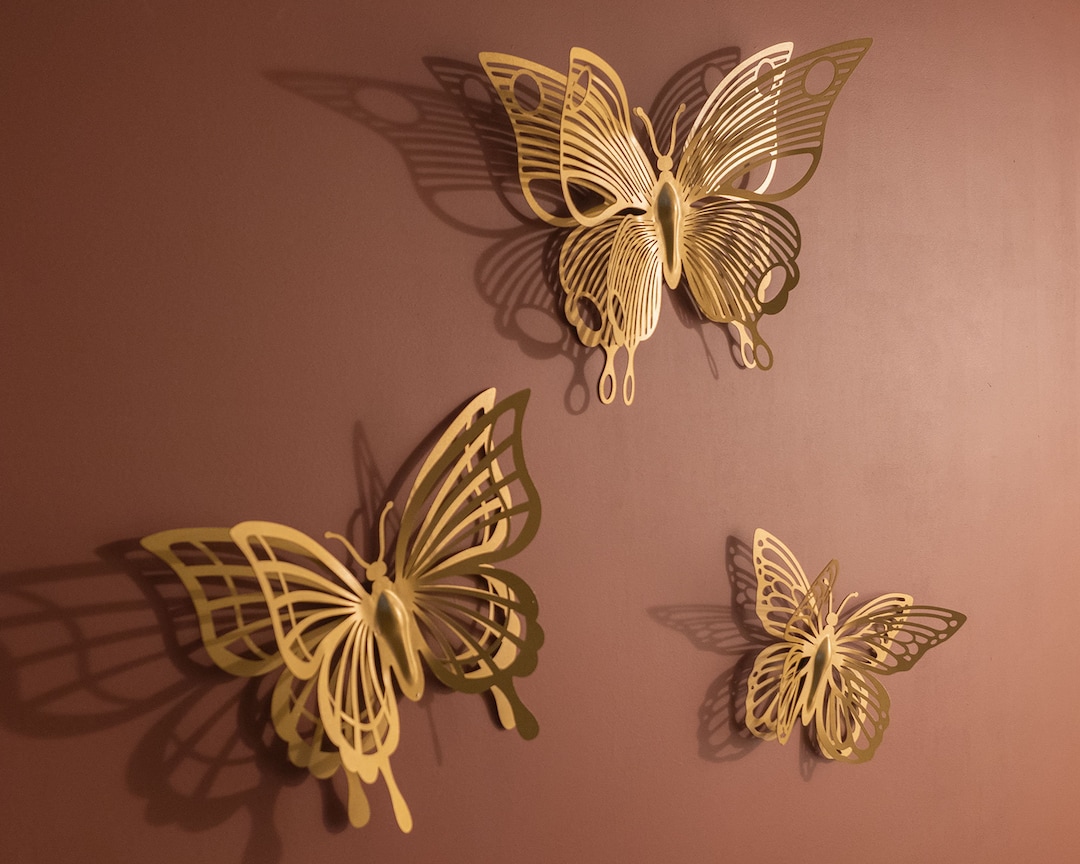 3D Metal Butterfly Wall Art Set of 3, Butterfly Wall Decor, Wall ...