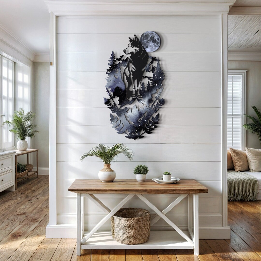 Metal Wolf Wall Art, Wolf Wall Decor, Wolf Gifts for Men, Mountain Wall ...