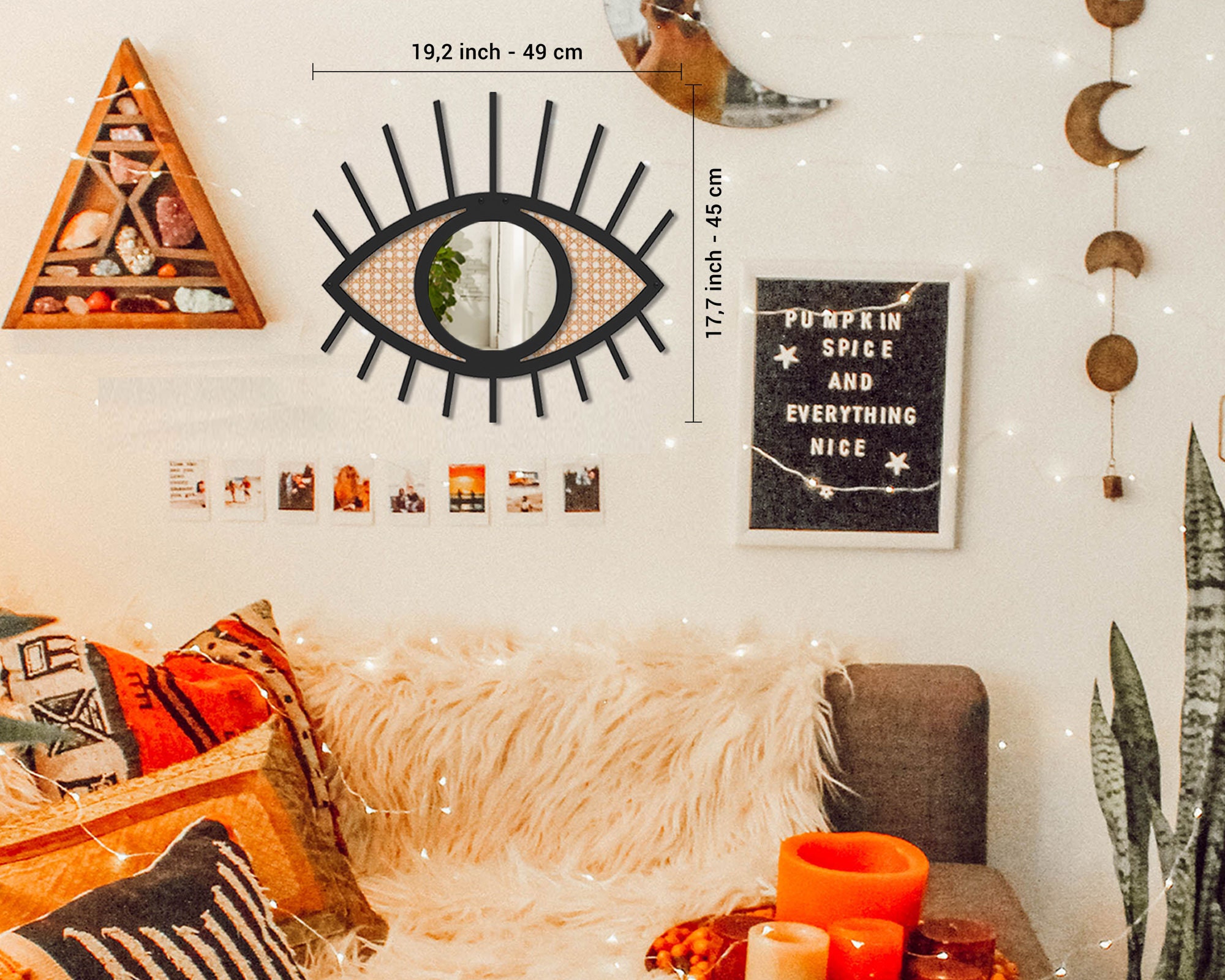 Metal Eye Mirror Wall Decor Rattan Eye Mirror Mirror Wall | Etsy