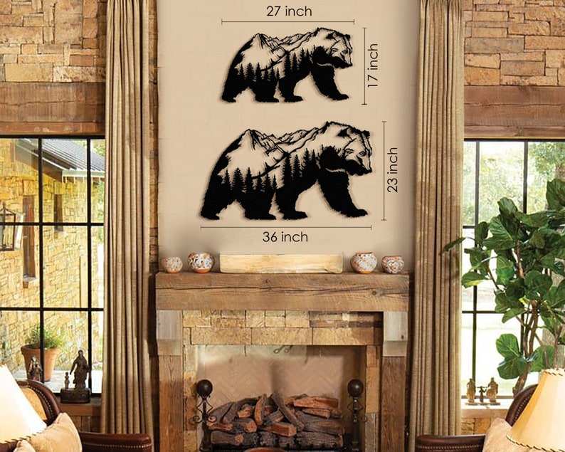 Metal Bear Mountain Wall Art Bear Wall Decor Metal Wall Art - Etsy