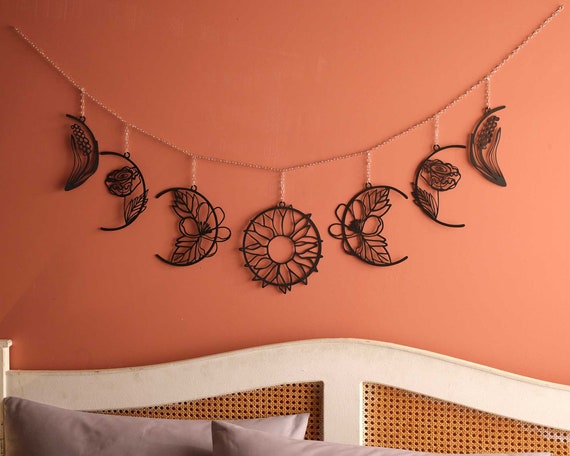 Metal Floral Moon Phases Wall Hanging Moon Phase Wall Decor - Etsy