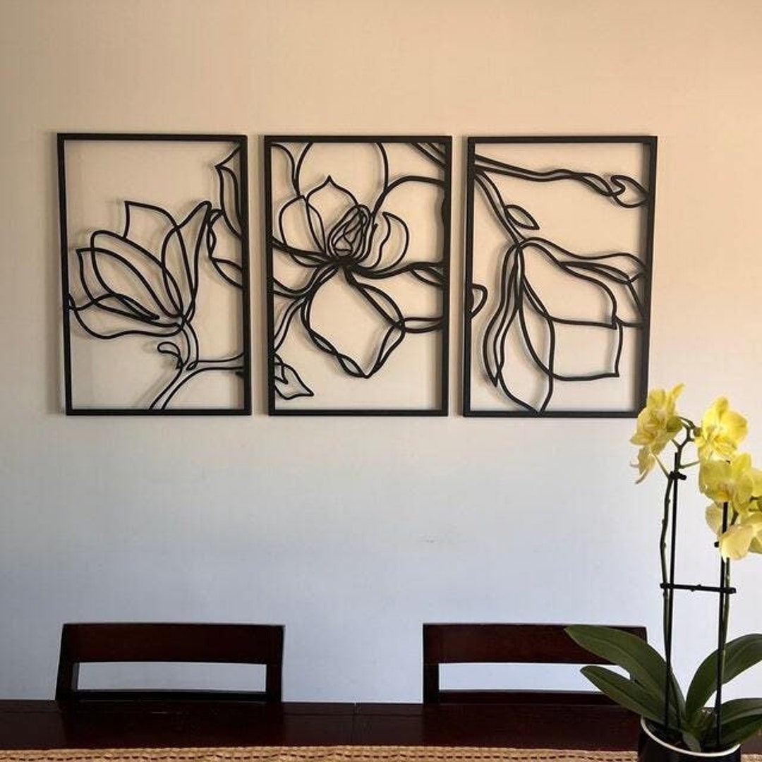 3 Piece Metal Wall Art, Large Wall Decor, Framed Wall Art, Wall ...
