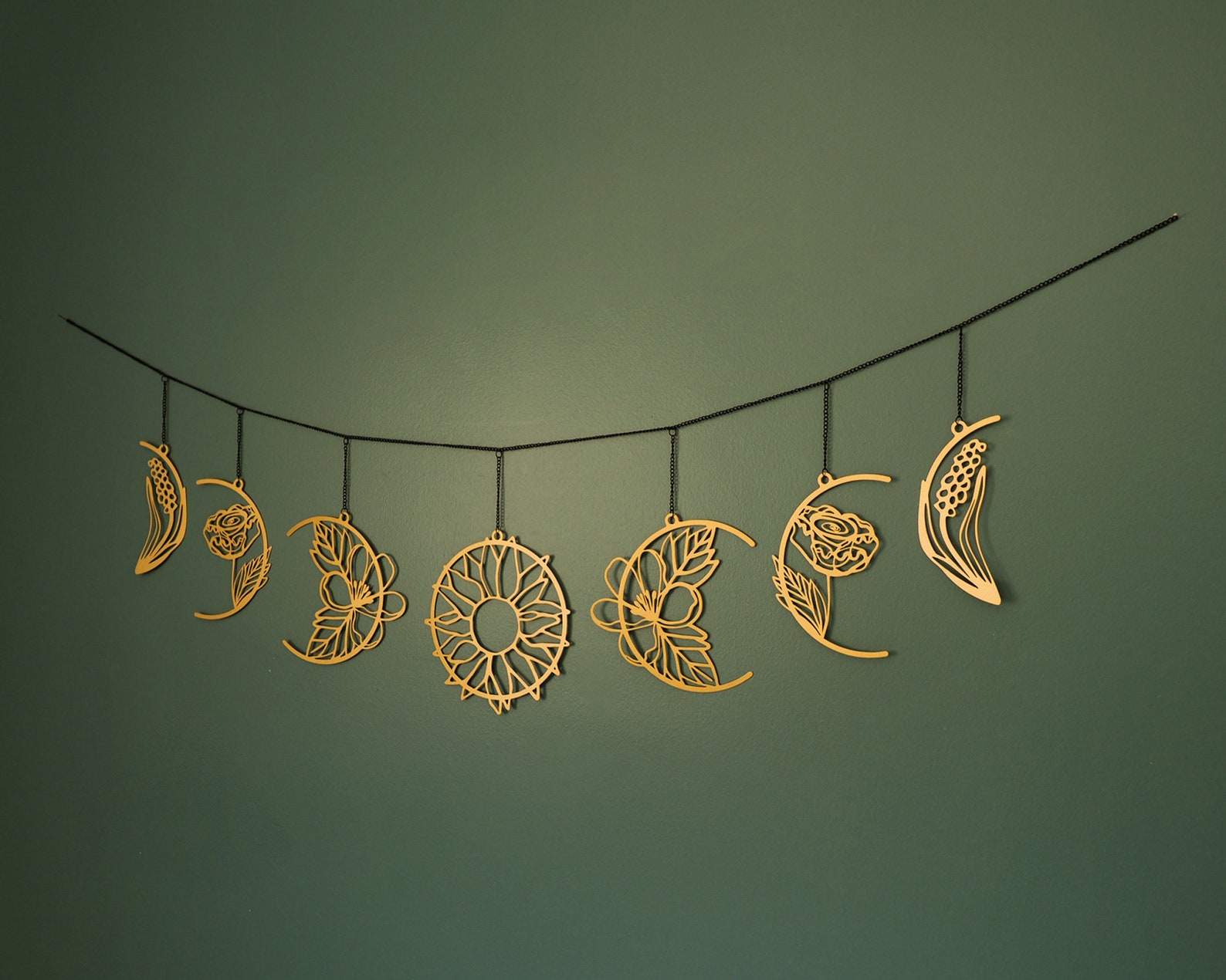 Metal Floral Moon Phases Wall Hanging Moon Phase Wall Art - Etsy