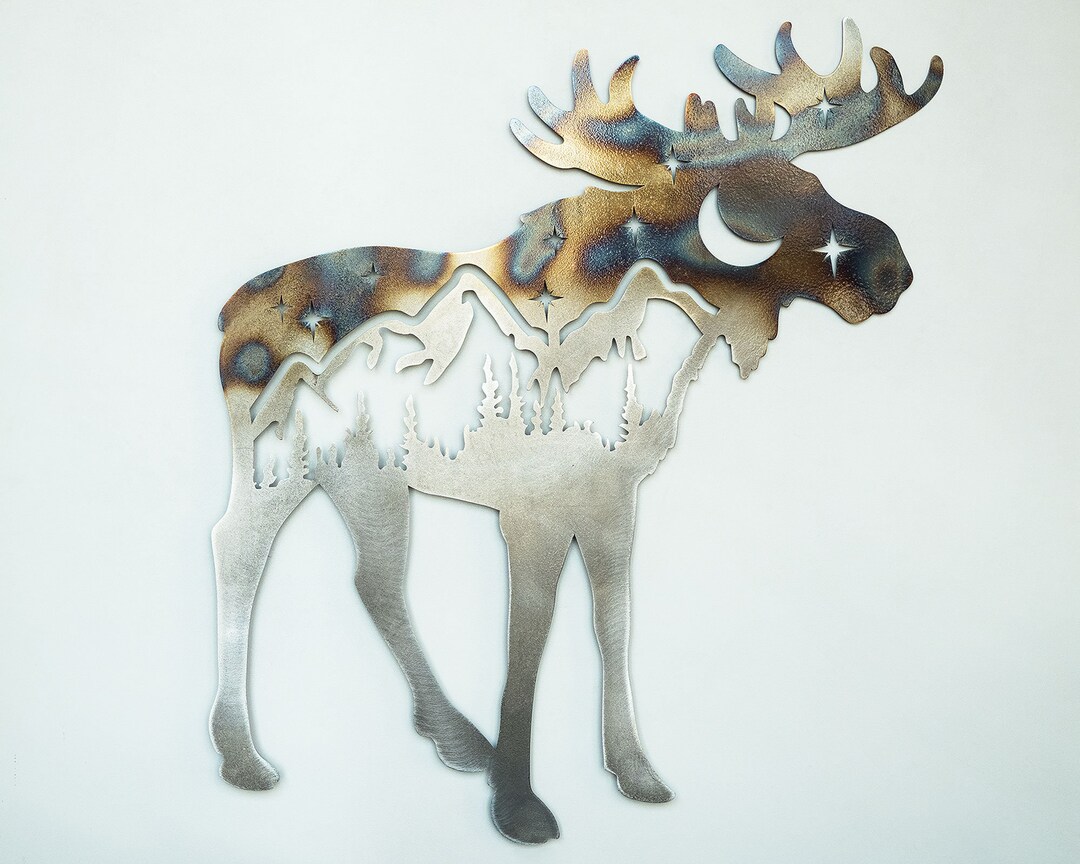 Metal Moose Wall Art, Metal Wall Decor, Wall Hangings, Home Decoration ...