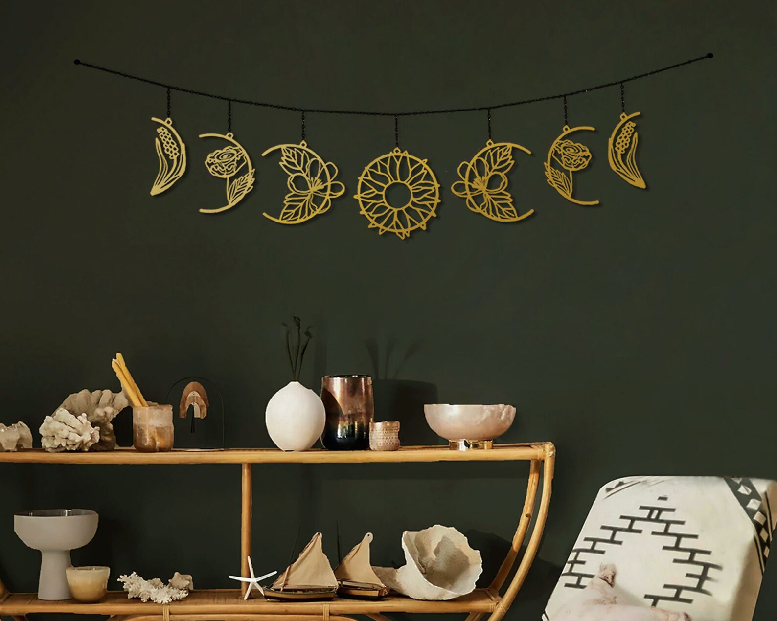 Metal Floral Moon Phases Wall Hanging Moon Phase Wall Art - Etsy