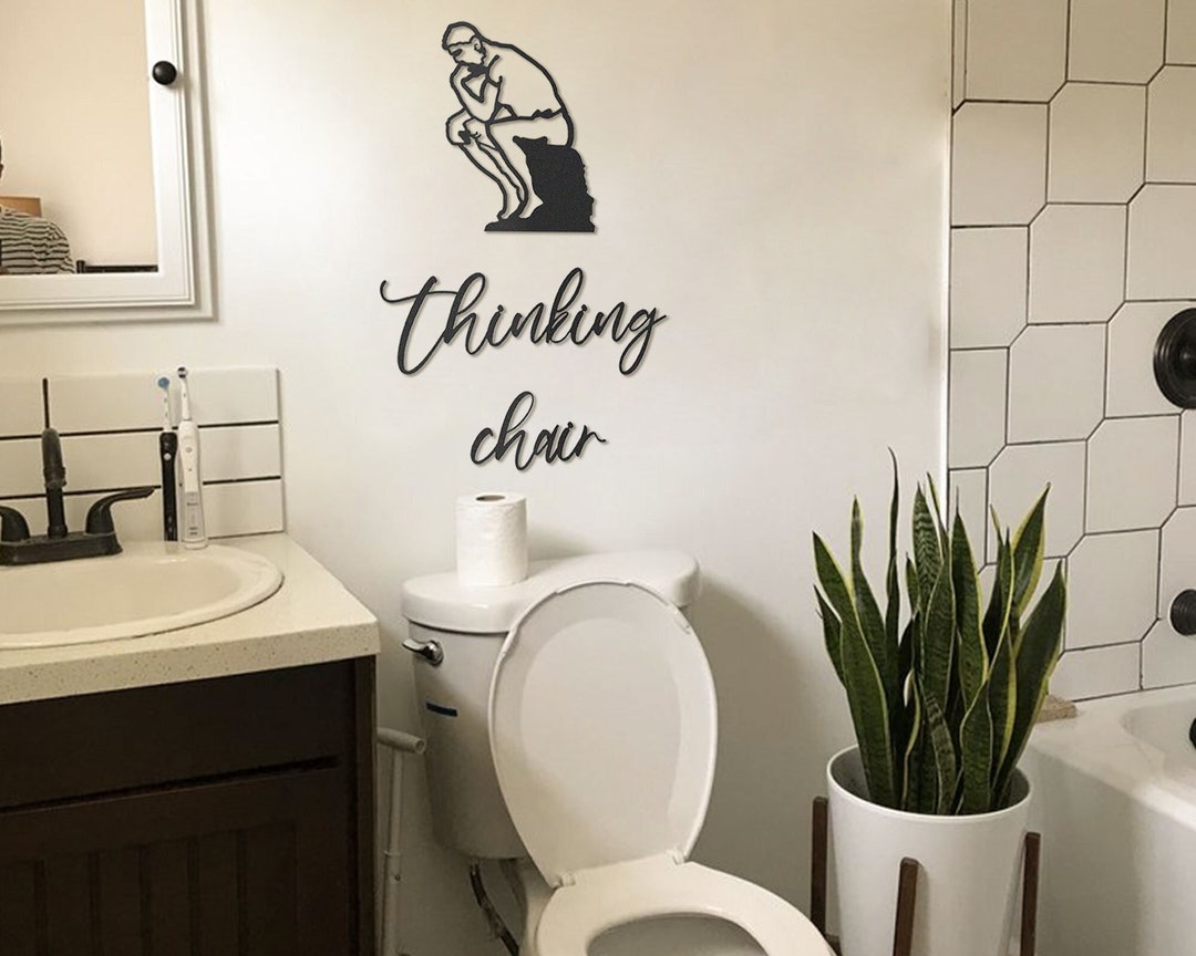 Thinking Chair Sign, Bathroom Wall Decor, Metal Wall Art, Funny ...