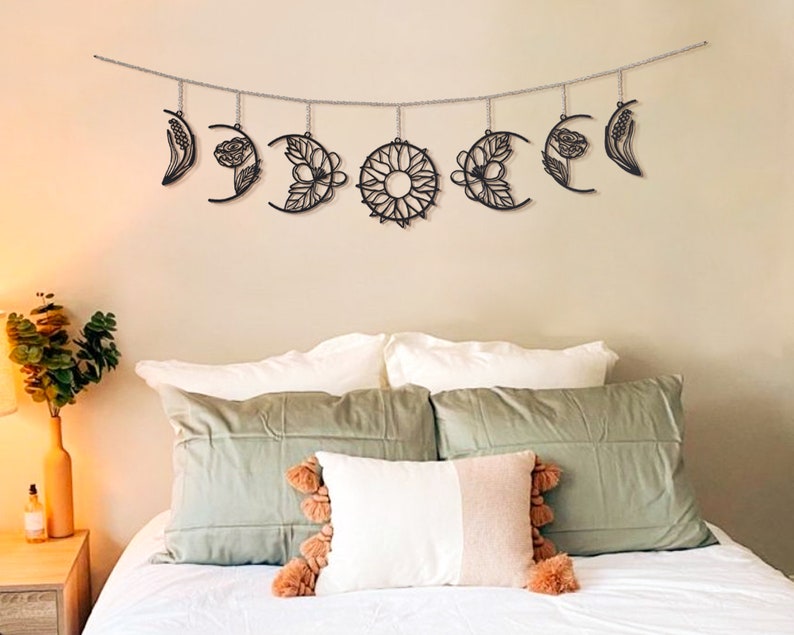 Metal Floral Moon Phases Wall Hanging Moon Phase Wall Art - Etsy