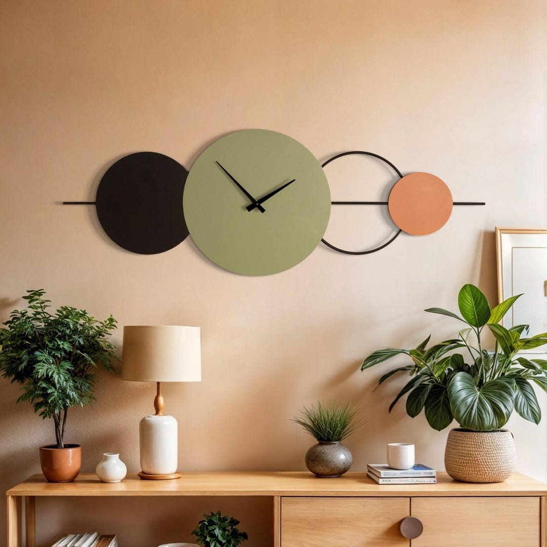 Large Geometric Metal Wall Clock (hangable Horizontally or Vertically ...