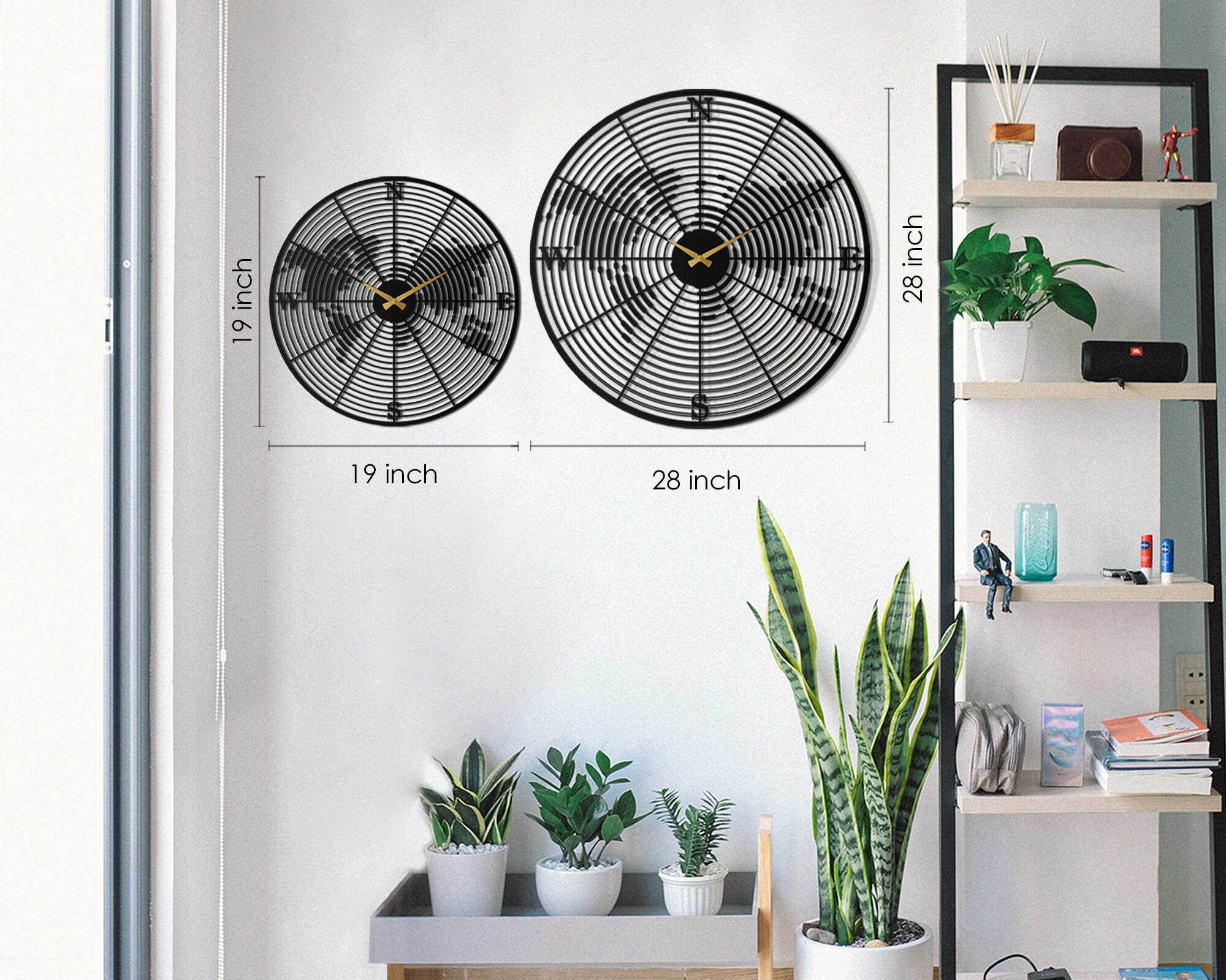 Metal World Map Wall Clock Compass Wall Clock Unique Wall - Etsy