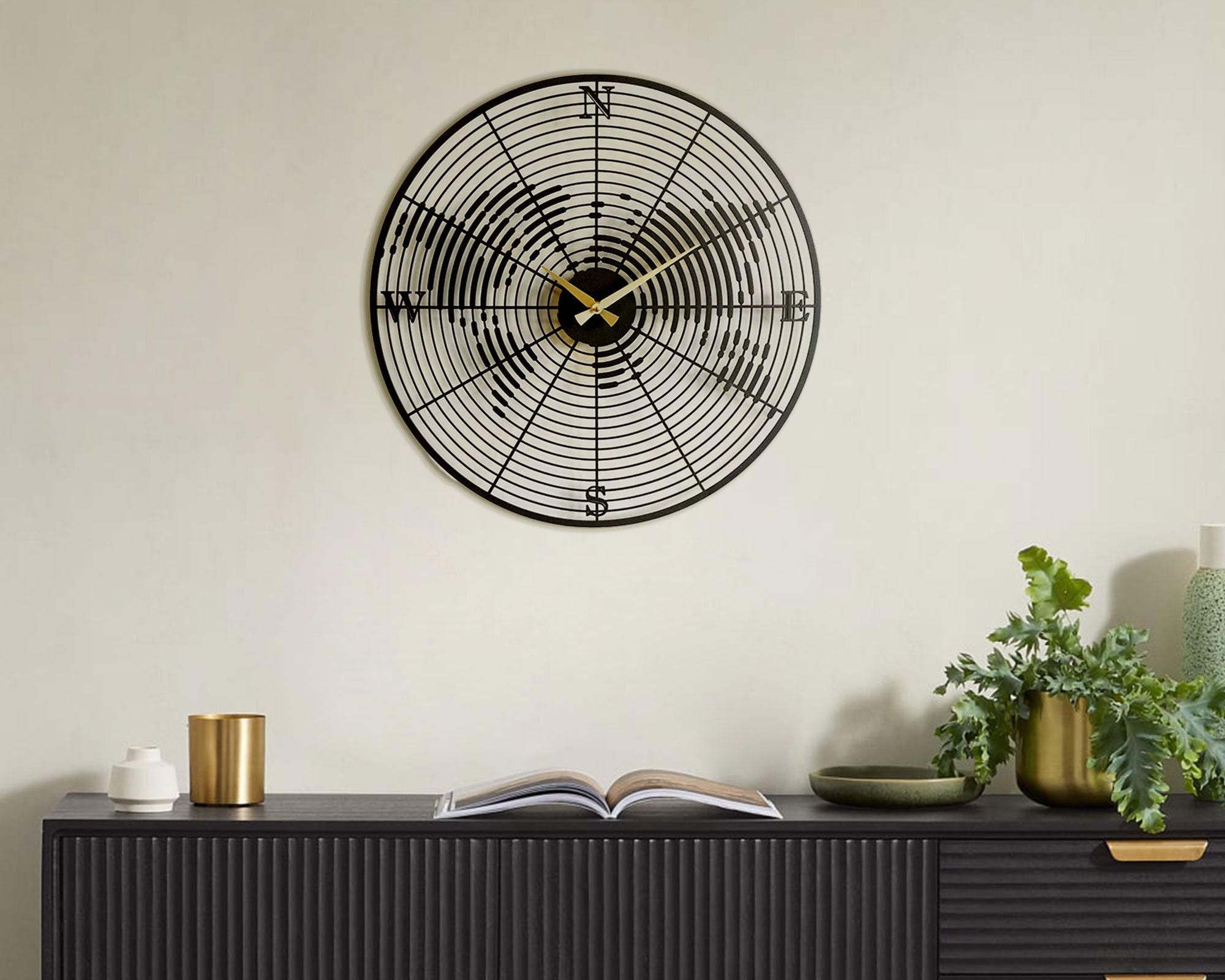 Metal World Map Wall Clock Compass Wall Clock Unique Wall - Etsy