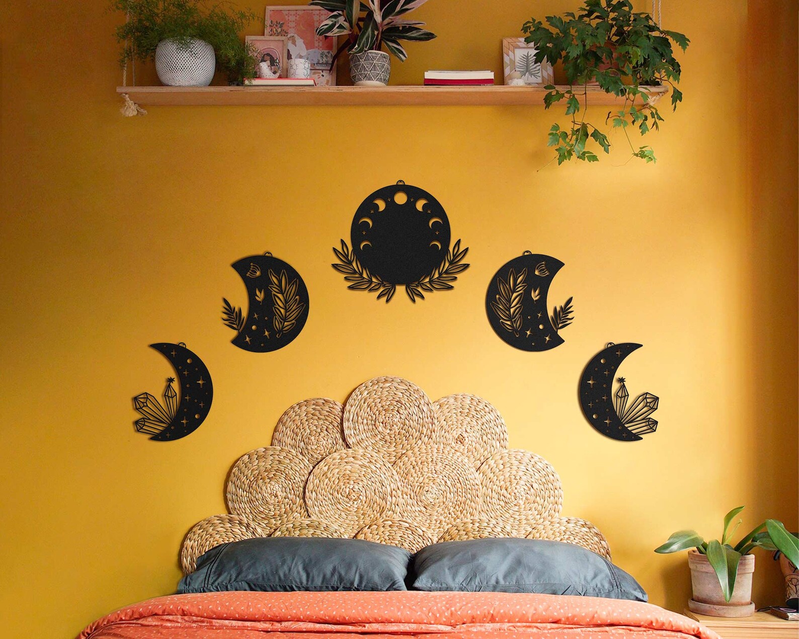 Set of 5 Metal Moon Phases Wall Hanging Moon Phase Decor - Etsy