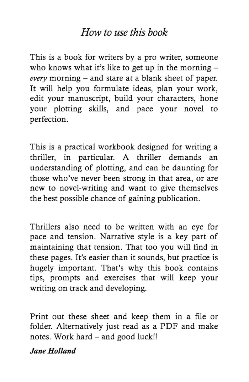 How to Write A Thriller, 50-page Practical Workbook by #1 Bestselling ...