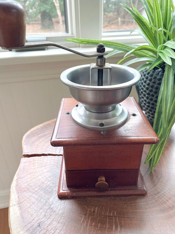 Collectibles Vintage Coffee Grinder with Wooden Base and Drawer Art ...