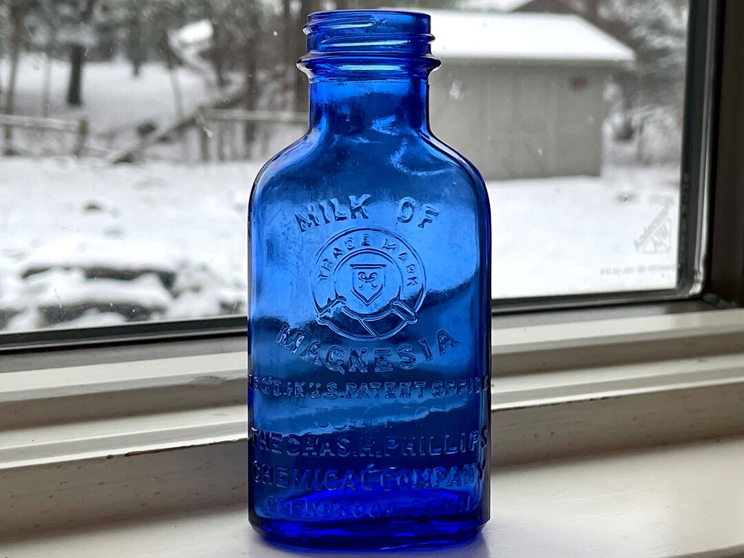 1920s Milk of Magnesia Antique Screw Top 4 Line Script Glass Bottle ...