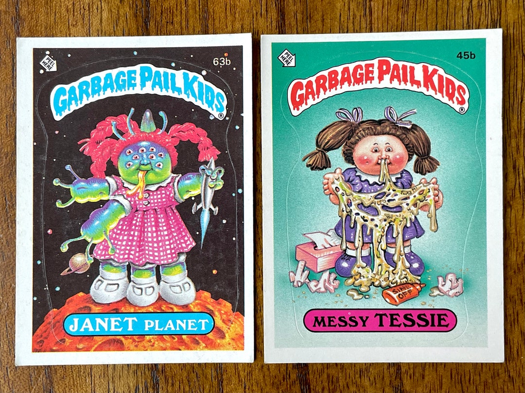 1985 Two Star Janet Planet 63b and Messy Tessie 45b Garbage Pail Kid ...