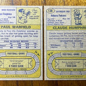 1974 Bob Griese, John Riggins, Paul Warfield, Ron Yary HOF Legends Lot ...