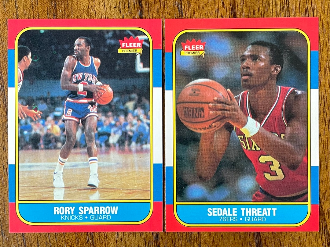 1986 Fleer Basketball Cards Sedale Threatt #112 & Rory Sparrow #105 ...