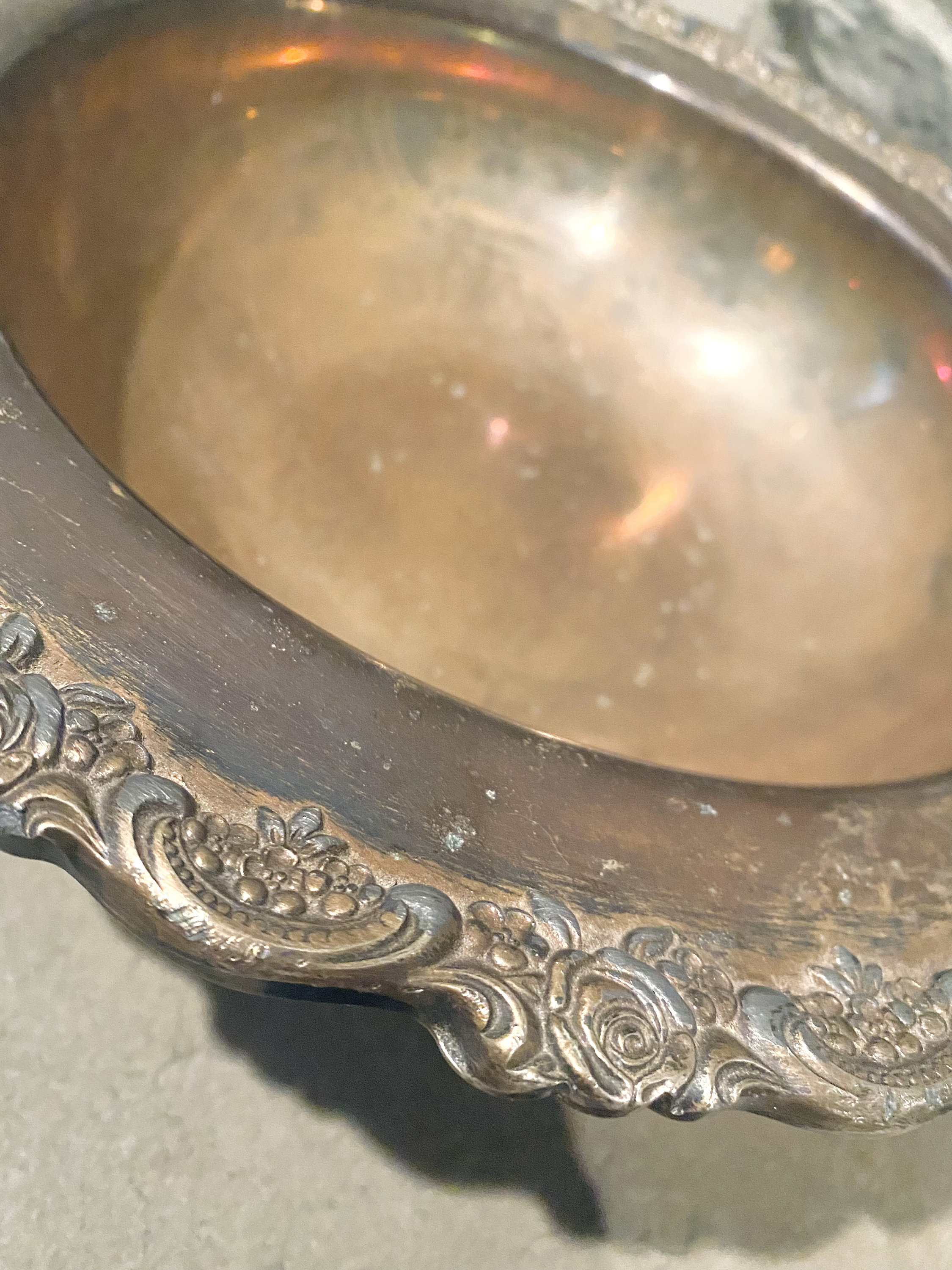 Silver Serving Bowl With Beautiful Patina and Rose Details - Etsy