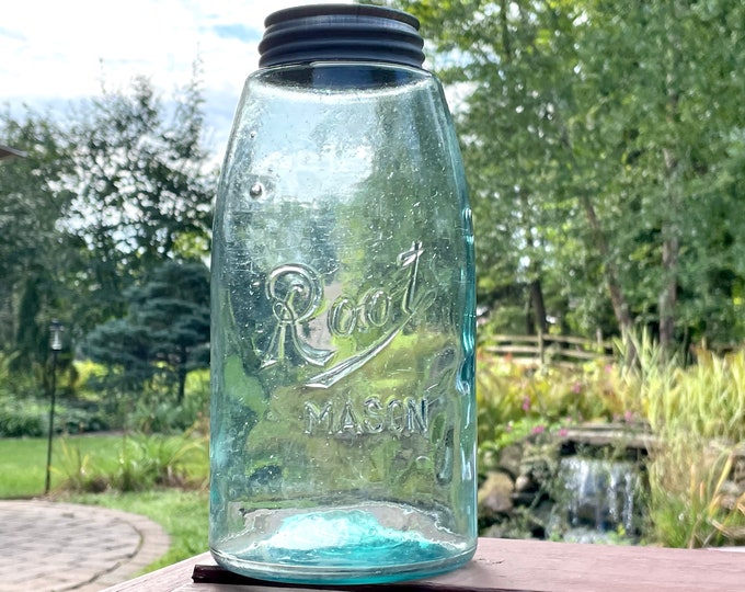 Vintage Root Mason 1/2 Gallon Jar With Ball Zinc Lid, No Chips or ...