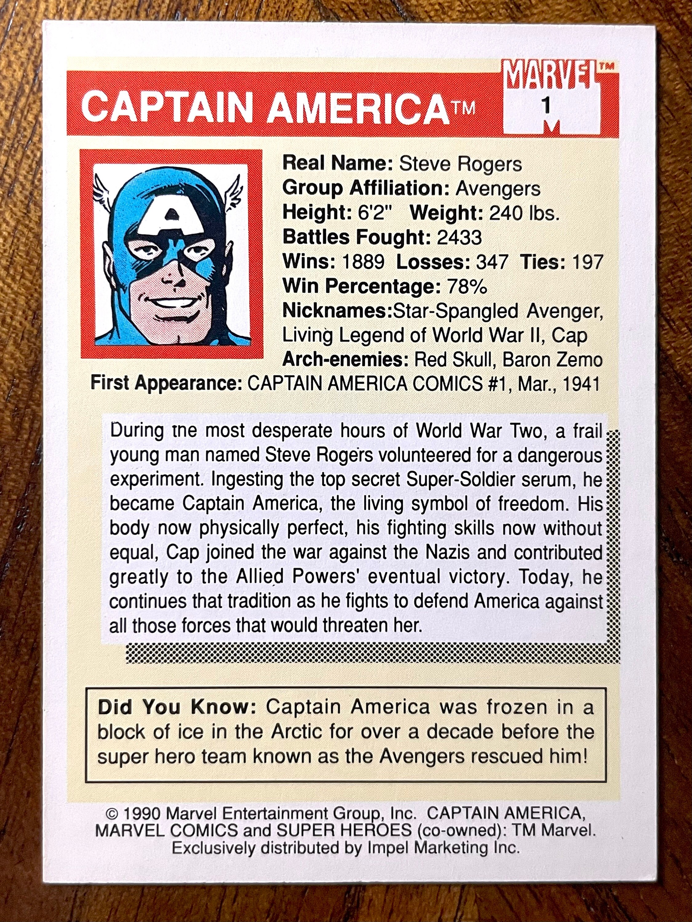 1990 Captain America Marvel Impel Cards No Creases - Etsy