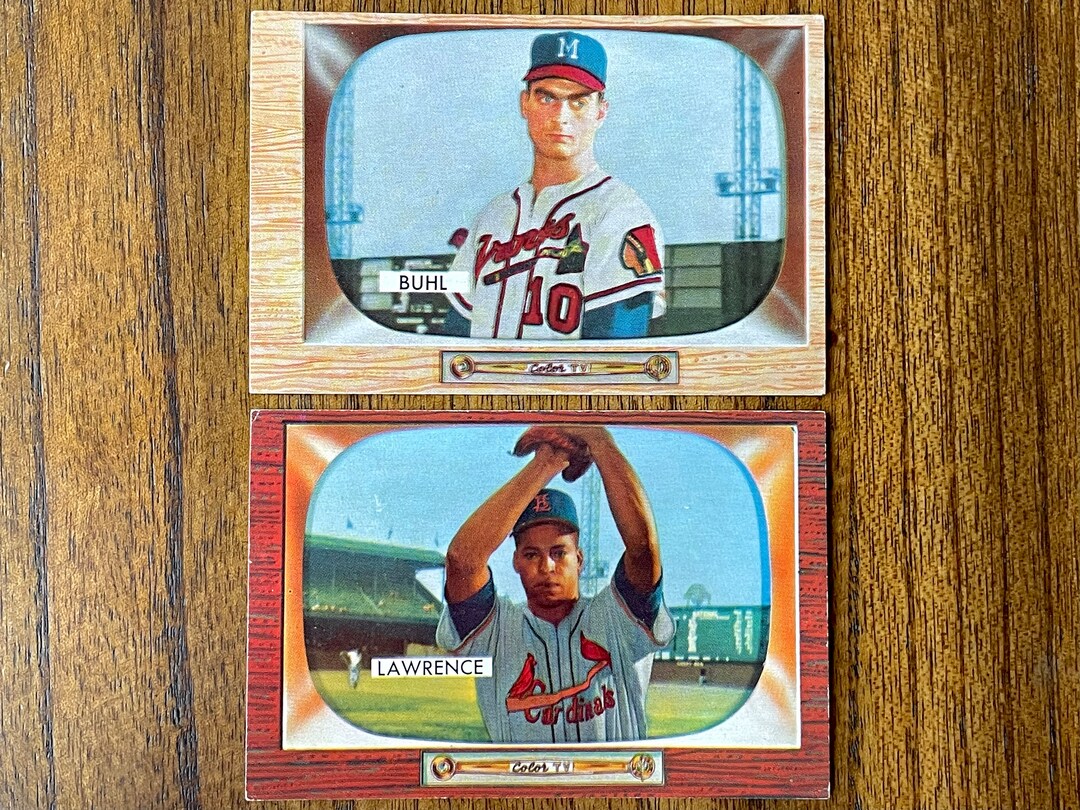 1955 Bowman Baseball Cards (2), Bob Buhl #43 & Brooks Lawrence #75, No ...