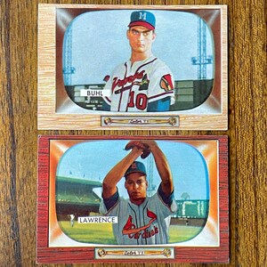 1955 Bowman Baseball Cards (2), Bob Buhl #43 & Brooks Lawrence #75, No ...