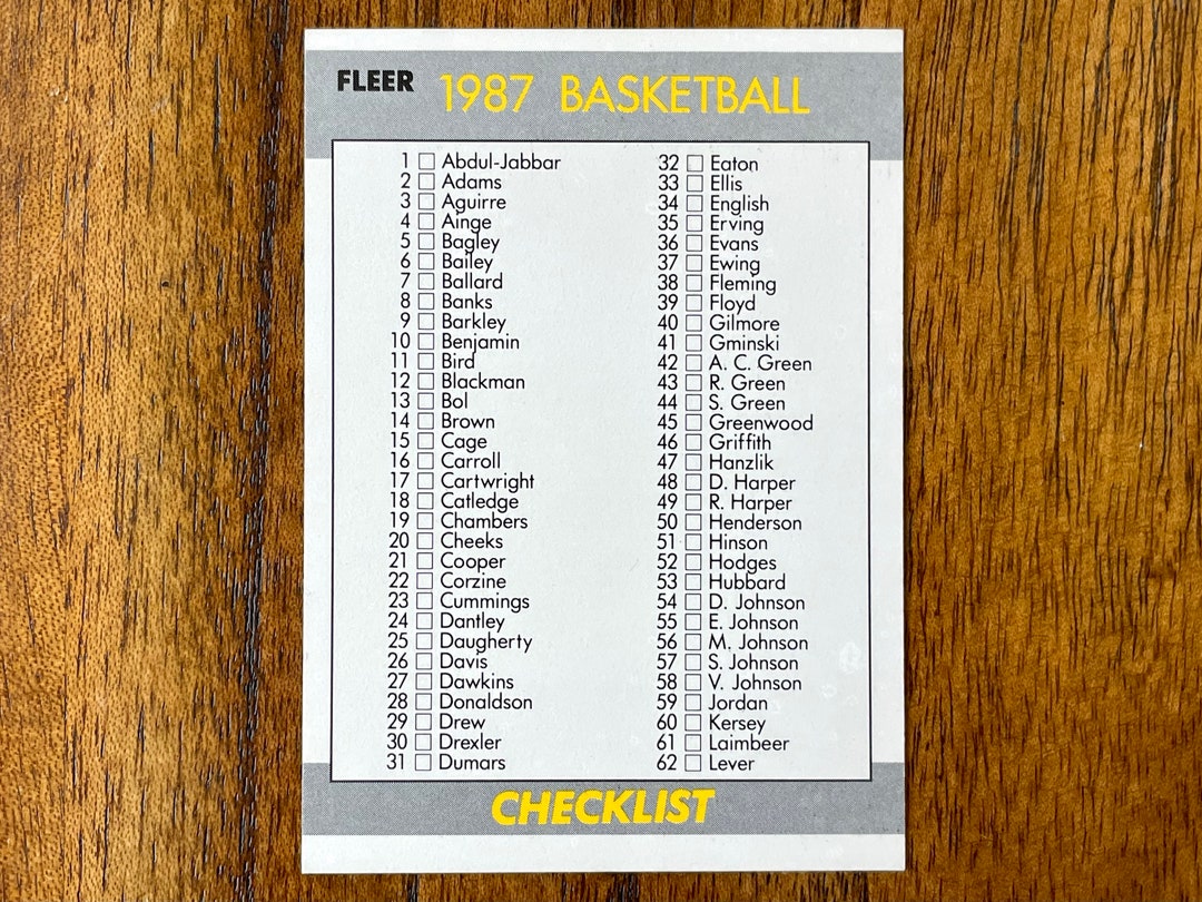 1987 Fleer Basketball Checklist Card #132, Sharp Corners, No Creases - Etsy