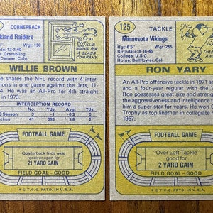 1974 Bob Griese, John Riggins, Paul Warfield, Ron Yary HOF Legends Lot ...