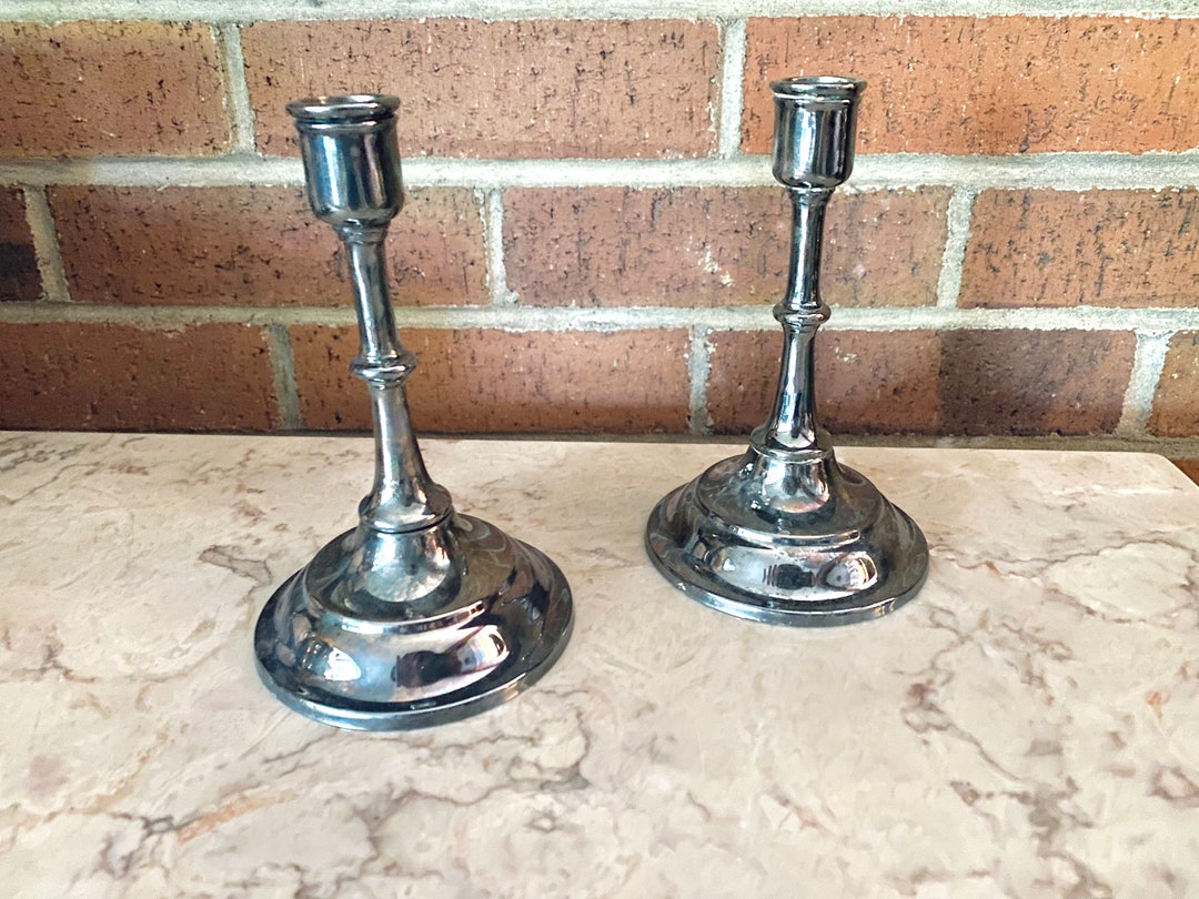 Set of Towle Silverplate Pewter Candlesticks, in Beautiful Condition - Etsy