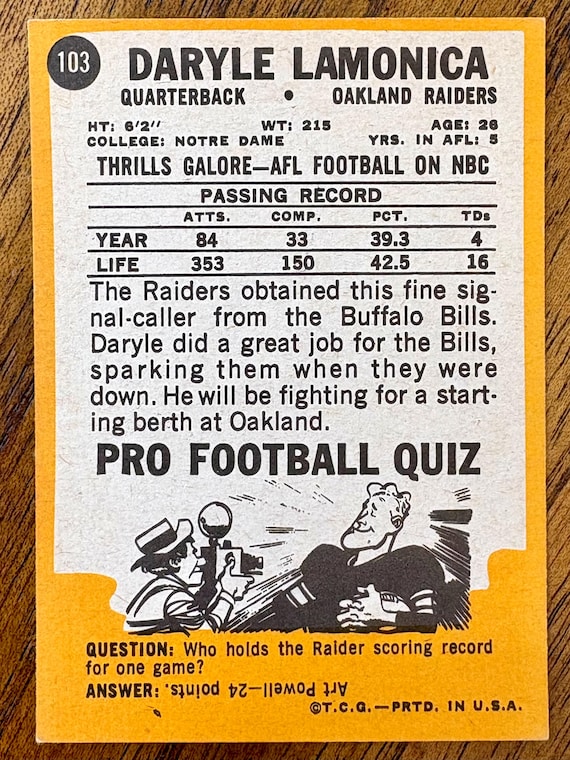 Daryle Lamonica Card