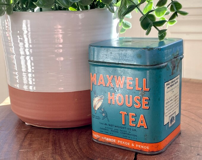 1940s Maxwell House Tea 1/4 Pound Tin With Original Lid, No Dents or ...